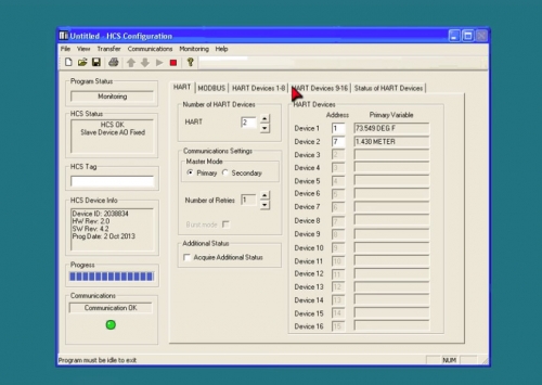 HCS Config-Software/HART Devices Tab